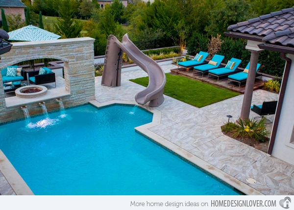 31 tolle Ideen für einen Pool mit Rutsche