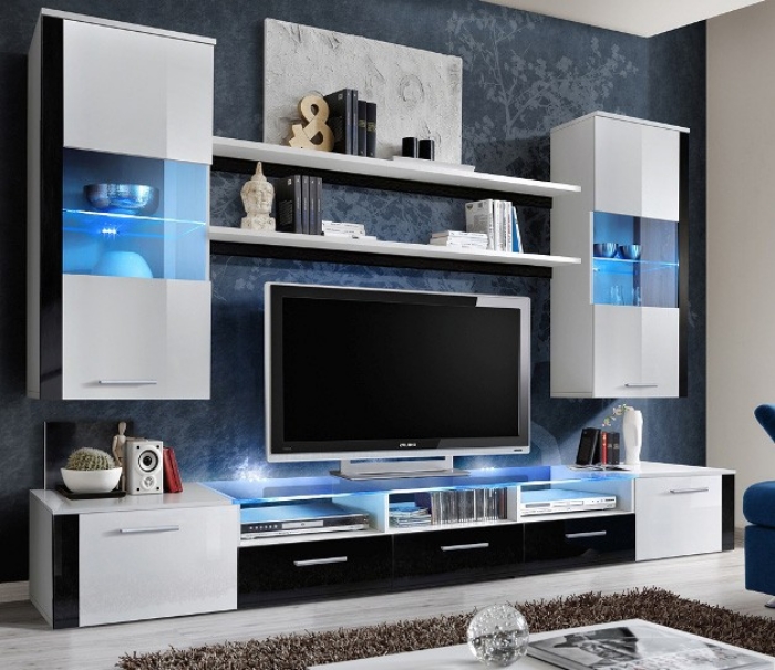 Wohnwand in Weiß Hochglanz –der Allrounder im Wohnbereich