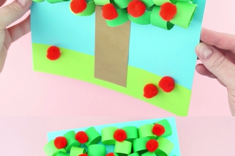 Apfelbaum basteln mit Kindern: Spiele für Schulanfang mit Vorlagen